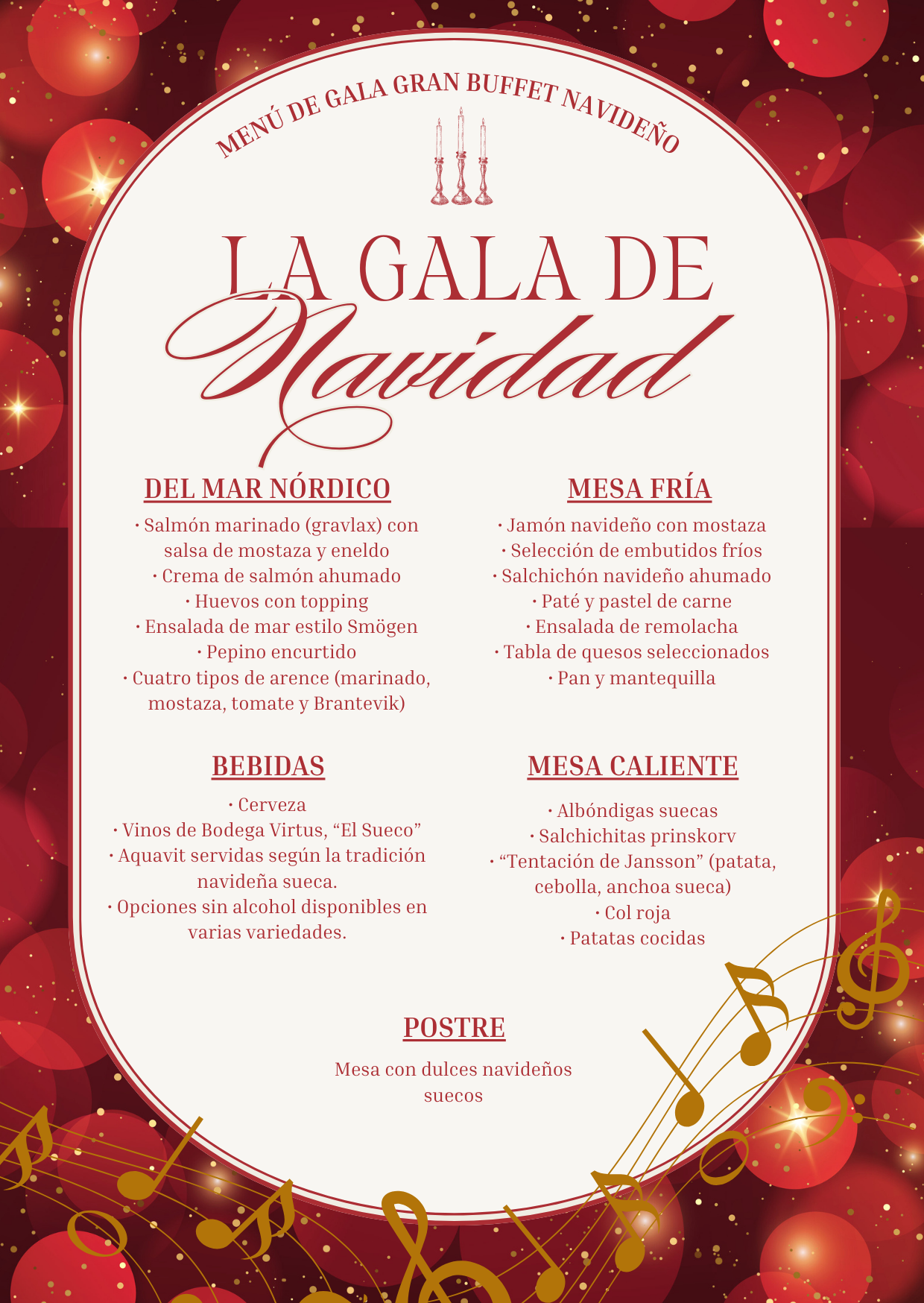 Presentamos el Menú Oficial de la Gala de Navidad